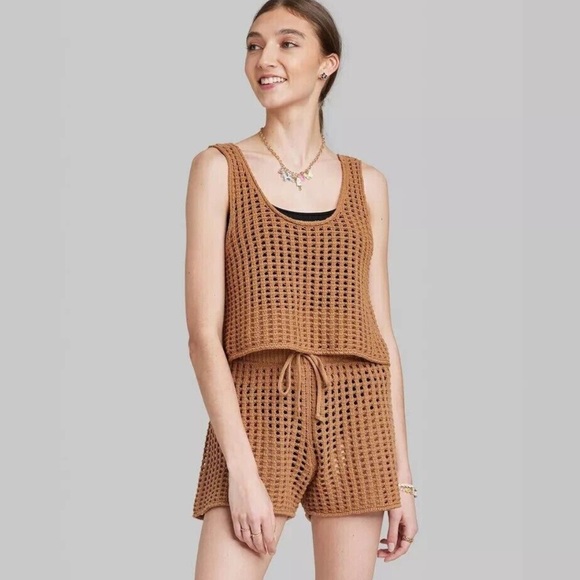 wild fable | Swim | Wilde Fable Crochet Swim Shorts Cover Up Tan Size ...